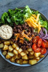 Fully Loaded Burger Bowl: A Tasty Twist on Tradition - Cuisine Joyeuse