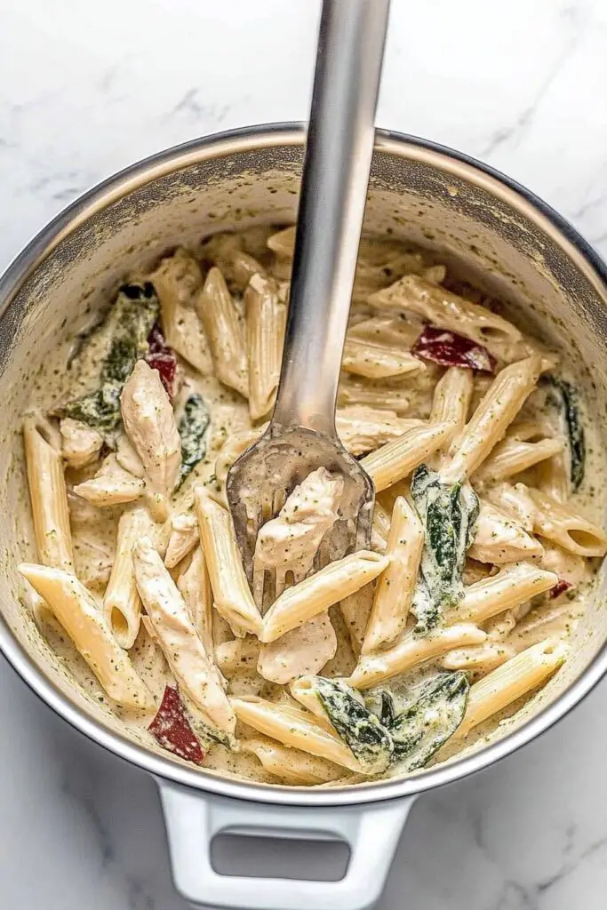 One Pot Creamy Pesto Chicken Pasta - Cuisine Joyeuse